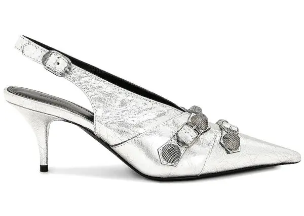 Balenciaga Cagole 70mm Slingback Pumps - Silver