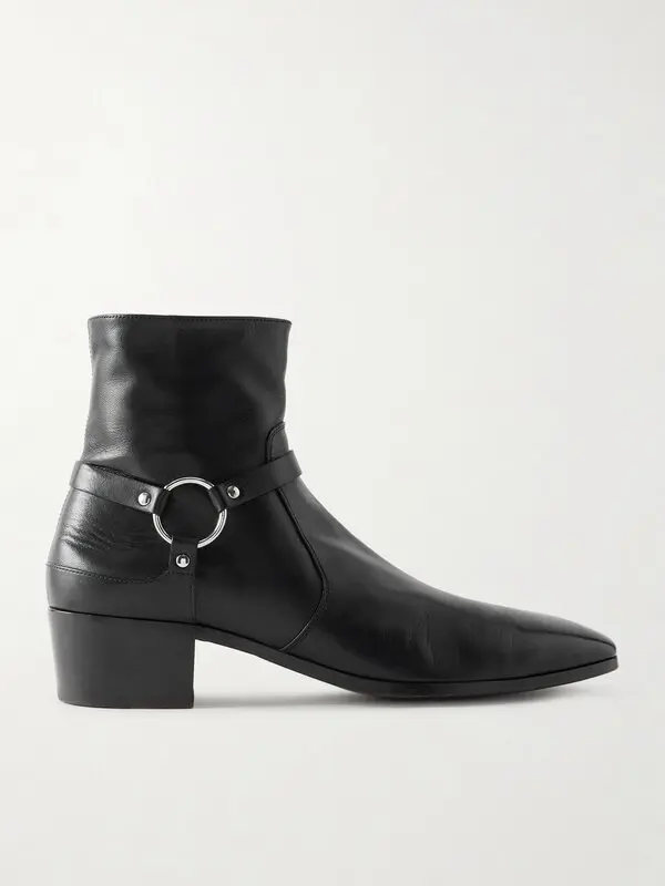 TOM FORD Clint Embellished Leather Boots - Black