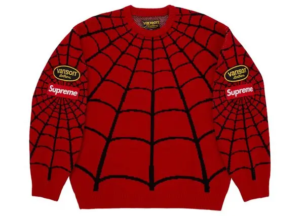 Supreme Vanson Leathers Spider-man Knit Sweater