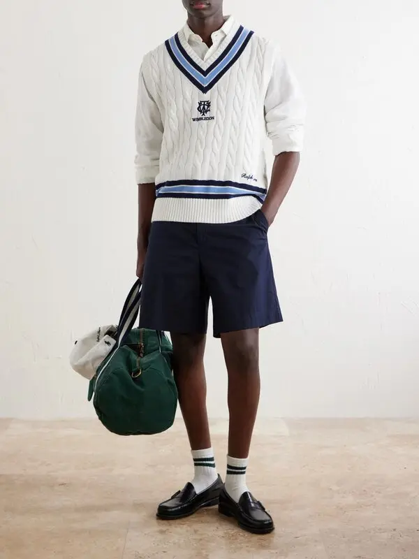 Polo Ralph Lauren Wimbledon Logo-embroidered Knitted Cotton Vest