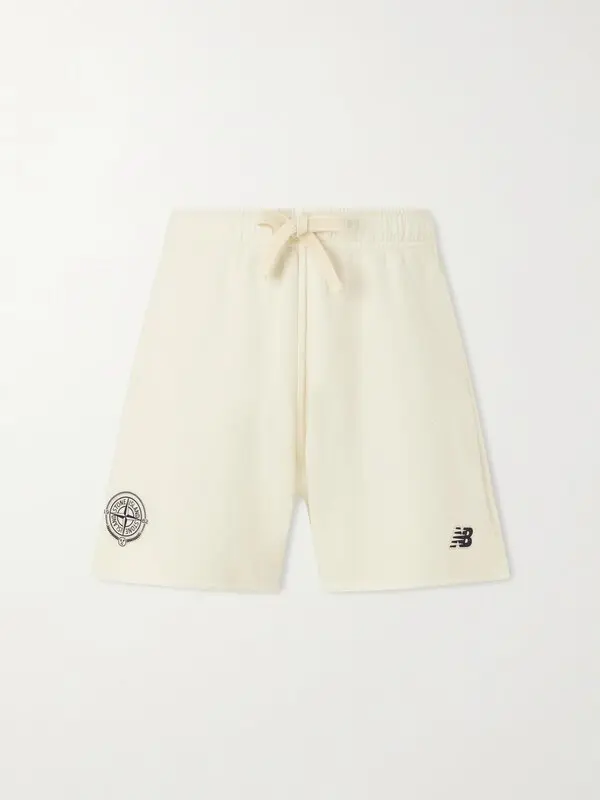 Stone Island New Balance Cotton-jersey Drawstring Shorts - Neutrals
