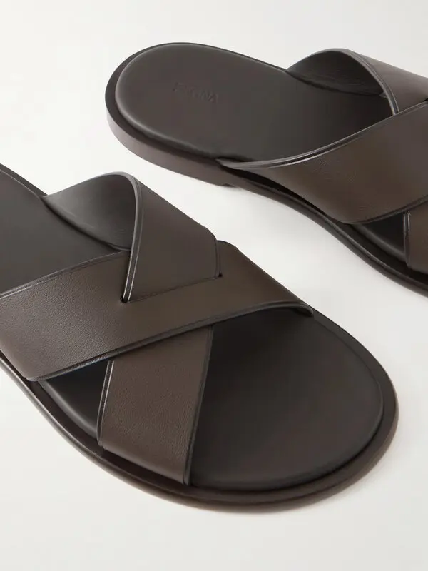 Zegna Leather Criss-cross Sandals