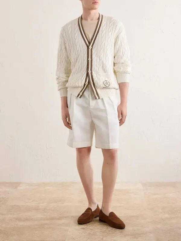 Ralph Lauren Purple Label Wimbledon Capsule Cable Knit Cardigan - Neutrals