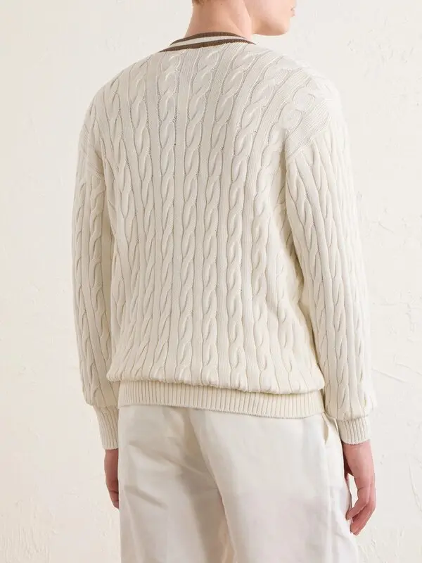 Ralph Lauren Purple Label Wimbledon Capsule Cable Knit Cardigan - Neutrals