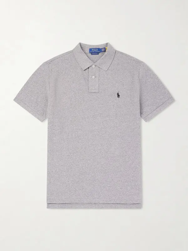 Polo Ralph Lauren Logo-embroidered Cotton-piqué Polo Shirt - Gray
