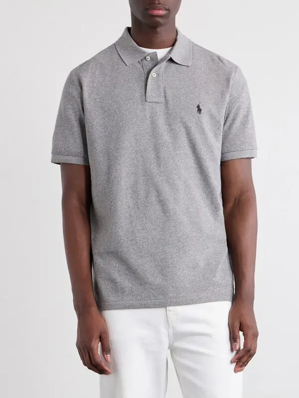 Polo Ralph Lauren Logo-embroidered Cotton-piqué Polo Shirt - Gray
