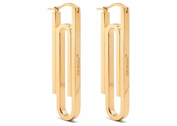 Off-White Paperclip Drop Earrings - Gold
