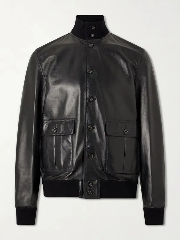 VALSTAR Valstarino Leather Bomber Jacket - Black