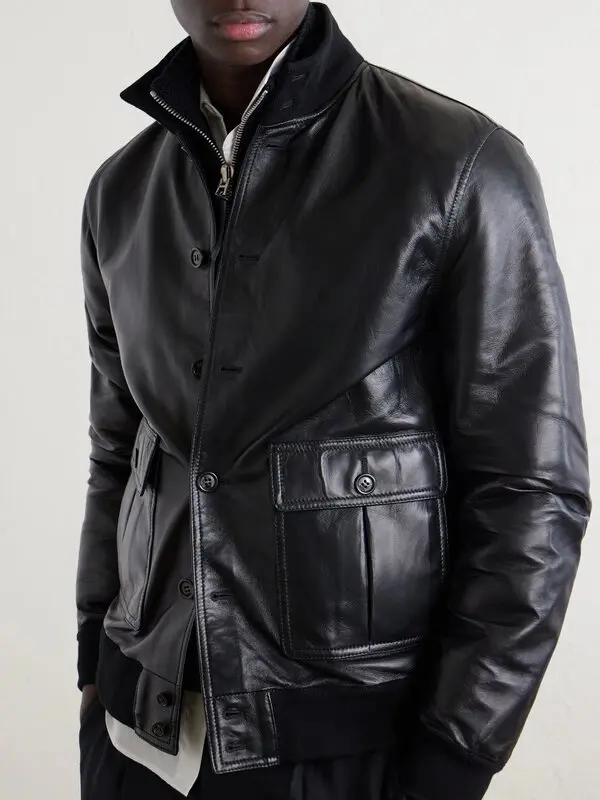 VALSTAR Valstarino Leather Bomber Jacket