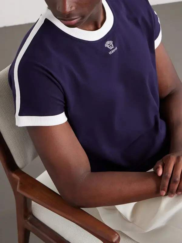 Versace Medusa-embroidered Cotton-blend Jersey T-shirt