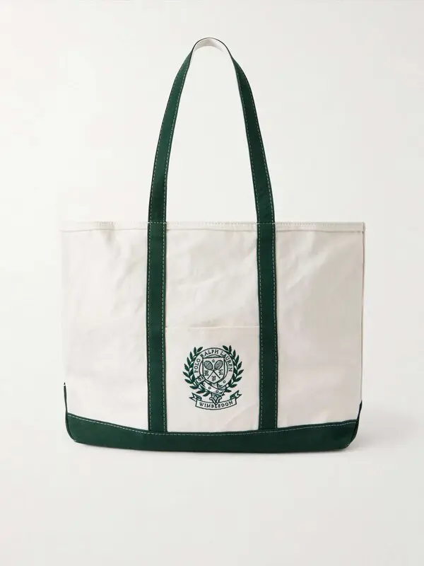 Polo Ralph Lauren Wimbledon Embroidered Large Cotton Tote Bag - Ecru