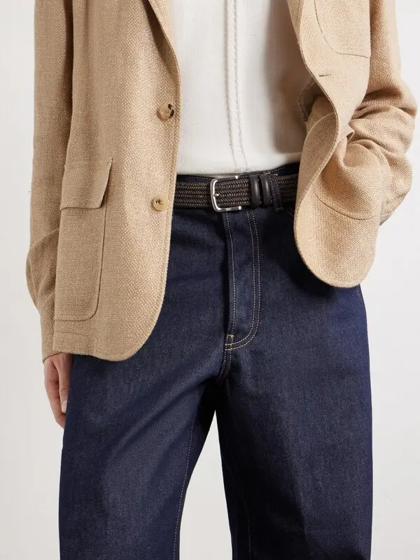 Mr P. Woven Leather-trimmed Belt