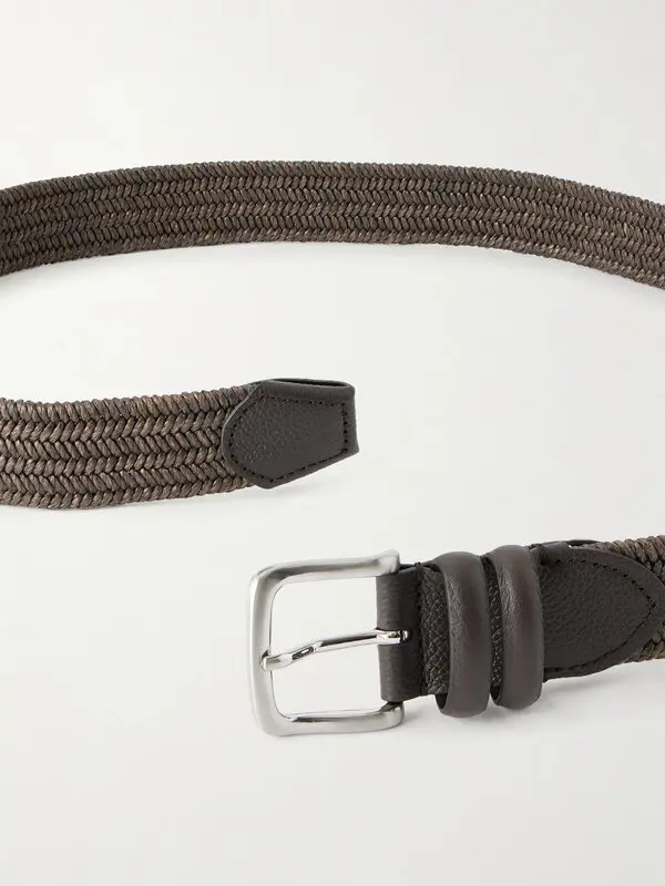 Mr P. Woven Leather-trimmed Belt