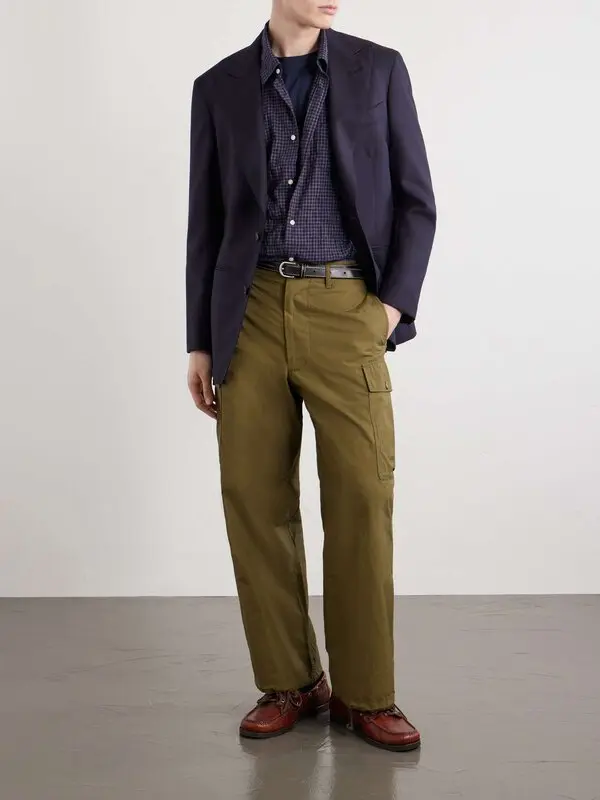 Officine Générale Benoit Checked Cotton-blend Voile Shirt - Navy