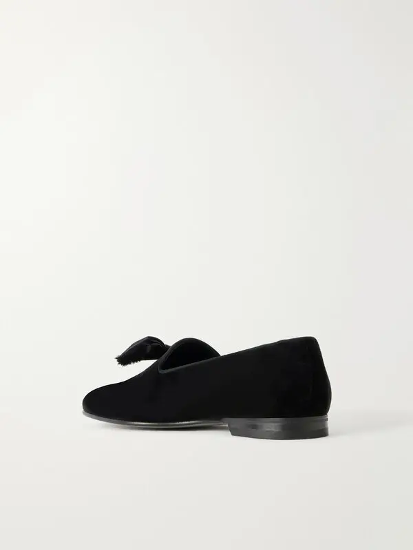 Manolo Blahnik Rufus Quilted Velvet Loafers With Bow Detailing