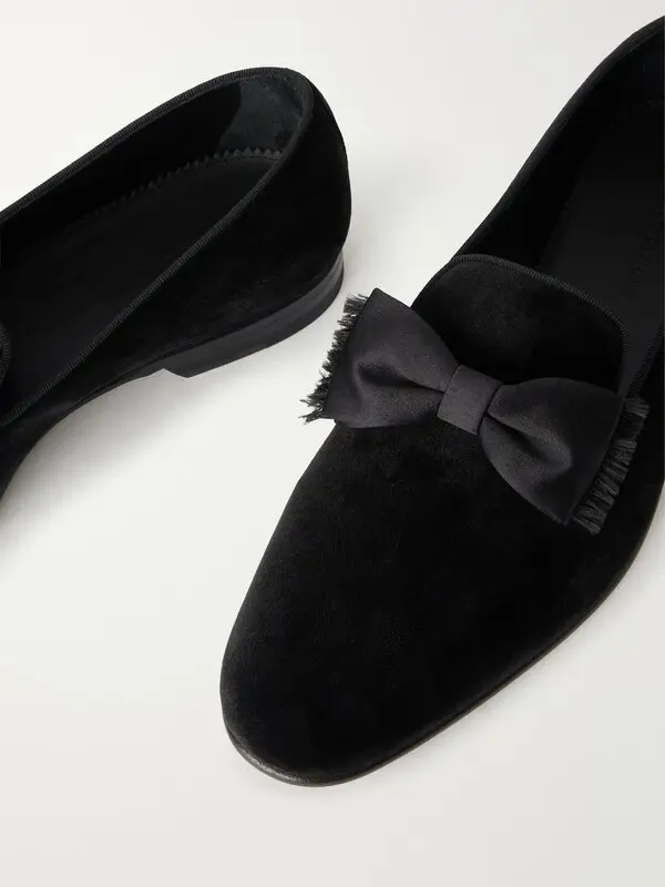 Manolo Blahnik Rufus Quilted Velvet Loafers With Bow Detailing
