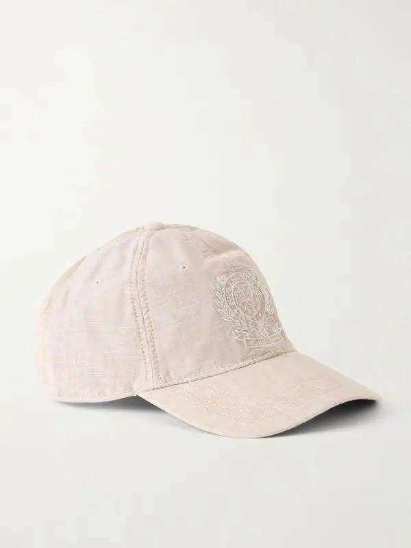 Polo Ralph Lauren Wimbledon Logo Embroidered Linen Baseball Cap - Neutrals