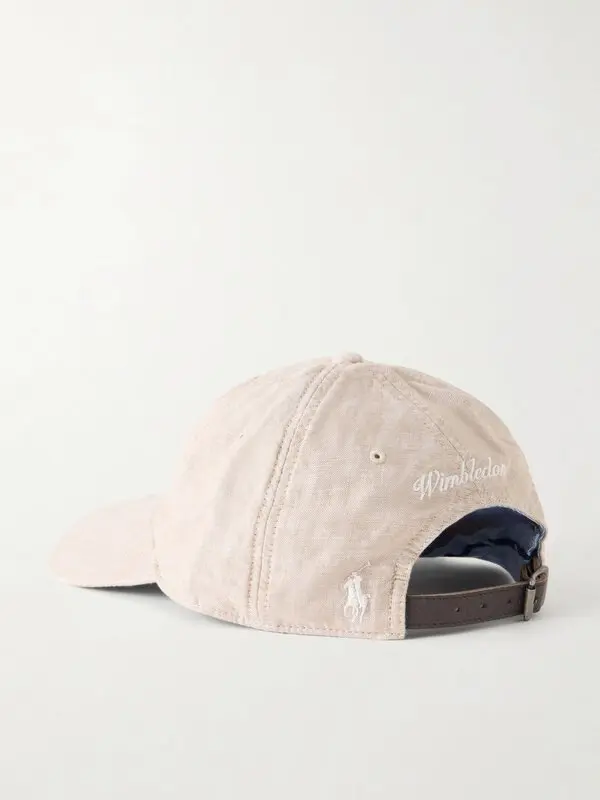 Polo Ralph Lauren Wimbledon Logo Embroidered Linen Baseball Cap - Neutrals