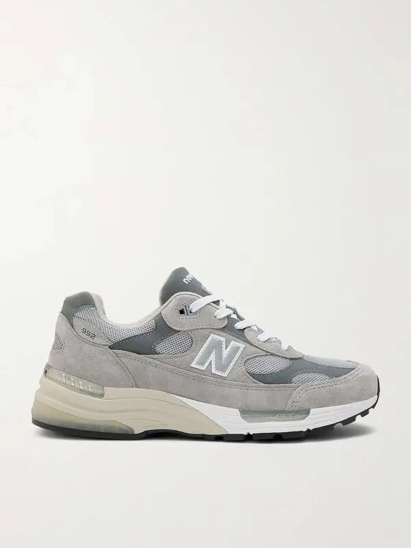 NEW BALANCE 992 Suede And Mesh Lace-up Sneakers - Gray
