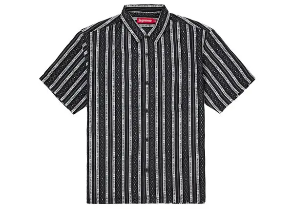 Supreme Old English Stripe Silk Short Sleeve Shirt - Black