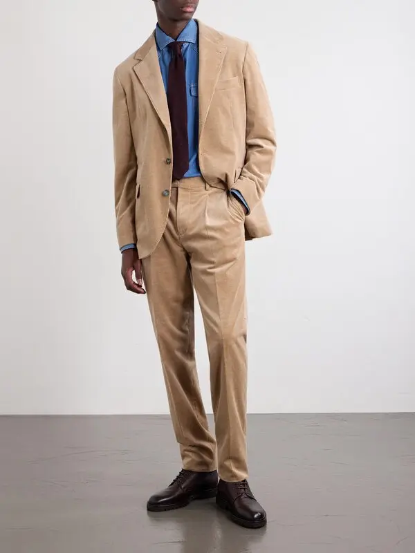 Brunello Cucinelli Pleated Cotton-blend Corduroy Trousers