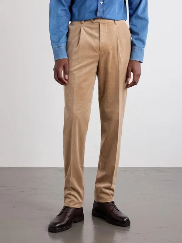 Brunello Cucinelli Pleated Cotton-blend Corduroy Trousers