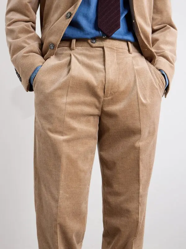 Brunello Cucinelli Pleated Cotton-blend Corduroy Trousers