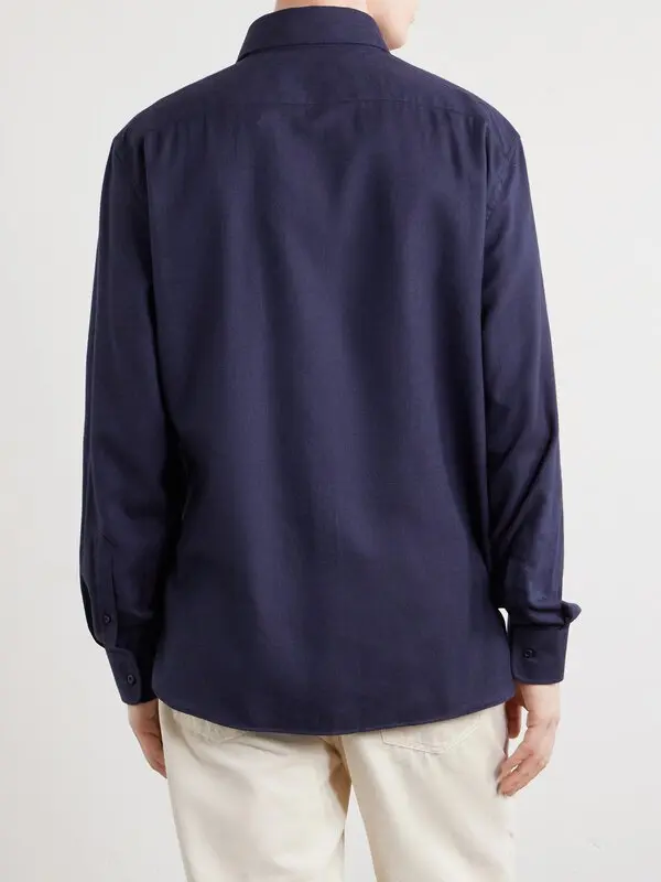 Brunello Cucinelli Herringbone Cotton And Lyocell-blend Shirt