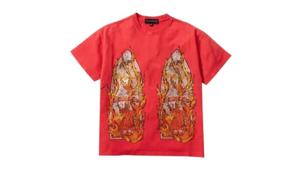 WHO DECIDES WAR Rhinestone Flame Glass Jersey - Red