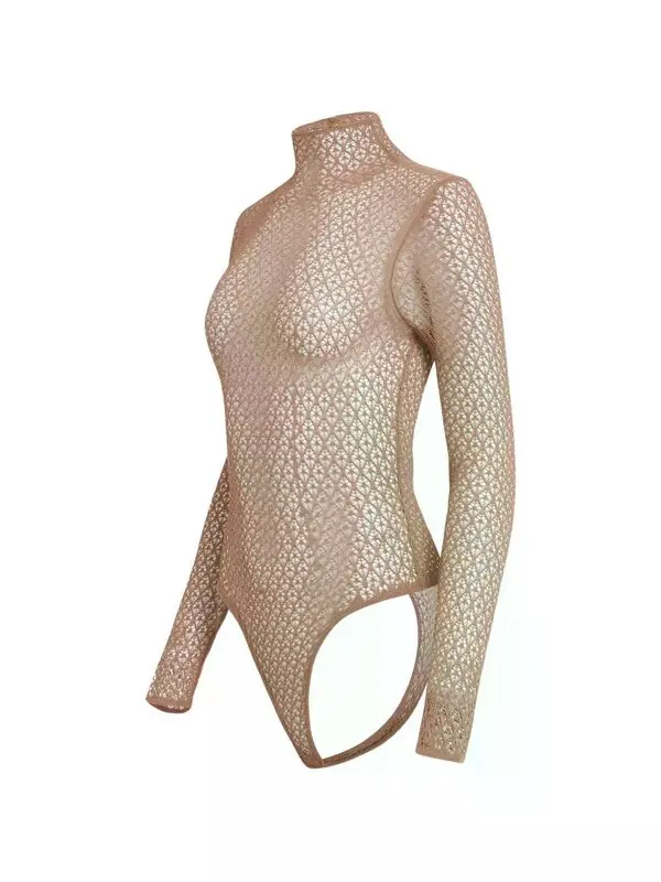 Khaite Fena Lace Mock Neck Bodysuit