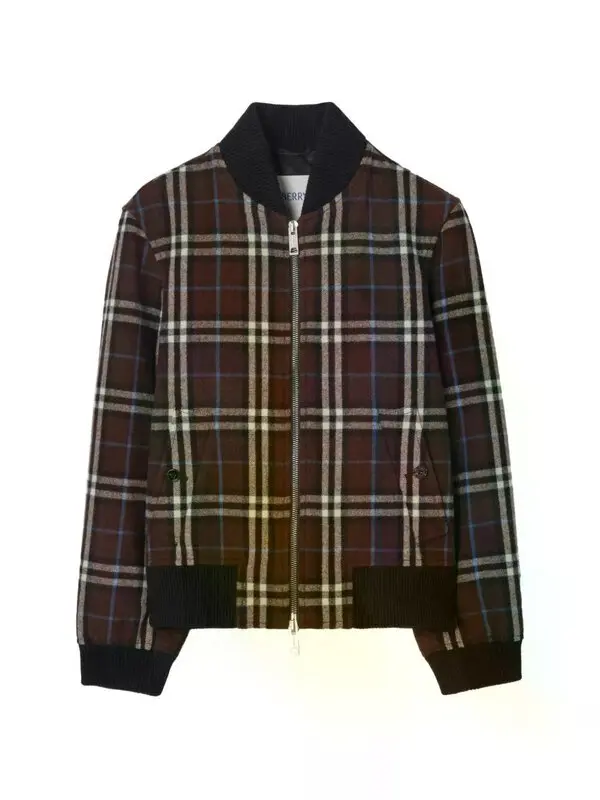 Burberry Wool Check Bomber Jacket
