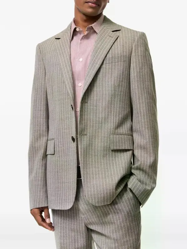 Burberry Pinstriped Wool Sloane Tailored Jacket - Grey