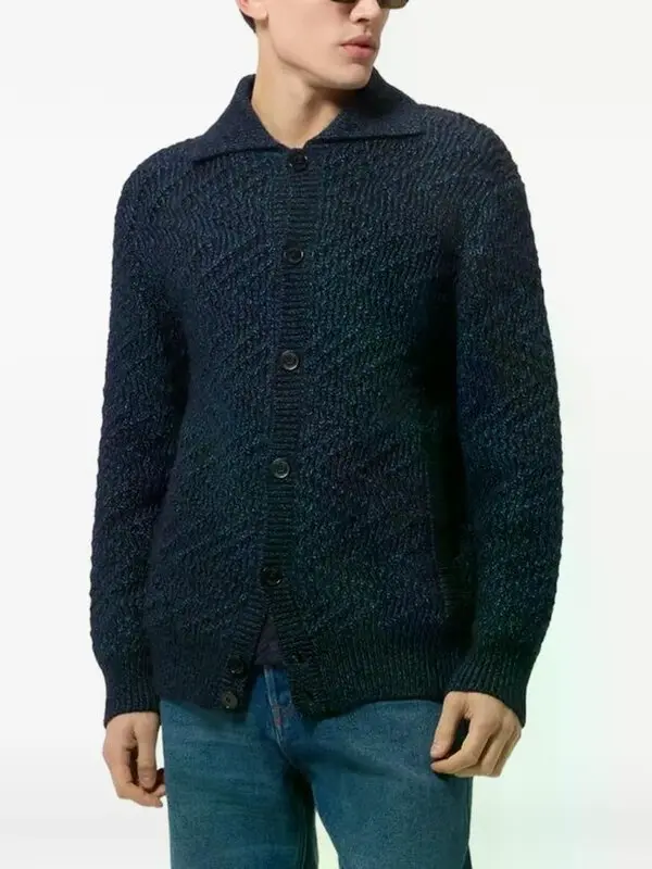 Missoni Chevron-knit Button-up Cardigan - Blue