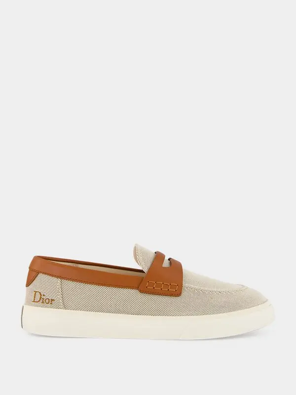 Dior Chester Loafers In Canvas And Leather - Orange