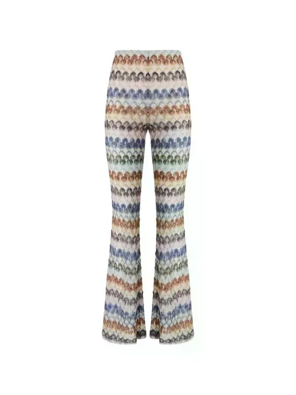 Missoni Flared Viscose Trousers With Dégradé Lace Motif - Neutrals