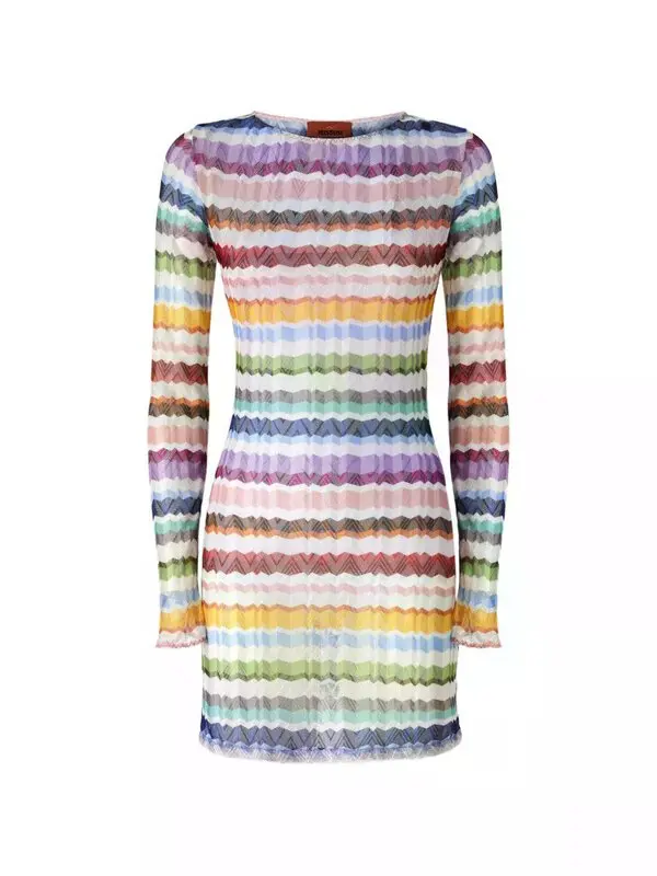 Missoni Zigzag-knit Long-sleeve Beach Dress