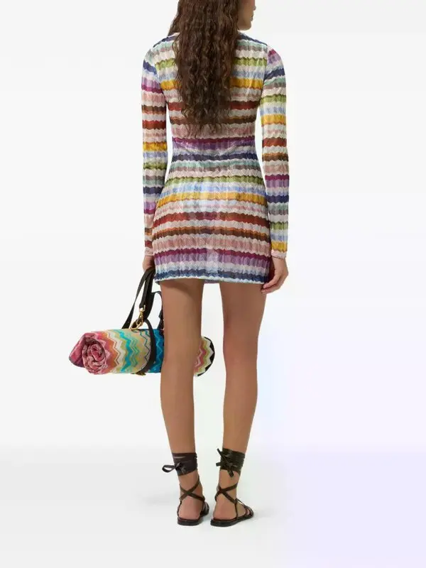 Missoni Zigzag-knit Long-sleeve Beach Dress