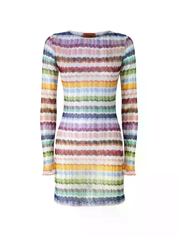 Missoni Zigzag-knit Long-sleeve Beach Dress - Orange