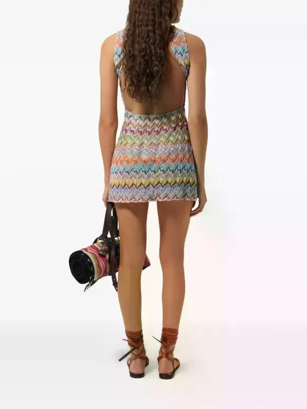 Missoni Zigzag-knit Backless Beach Dress - Blue