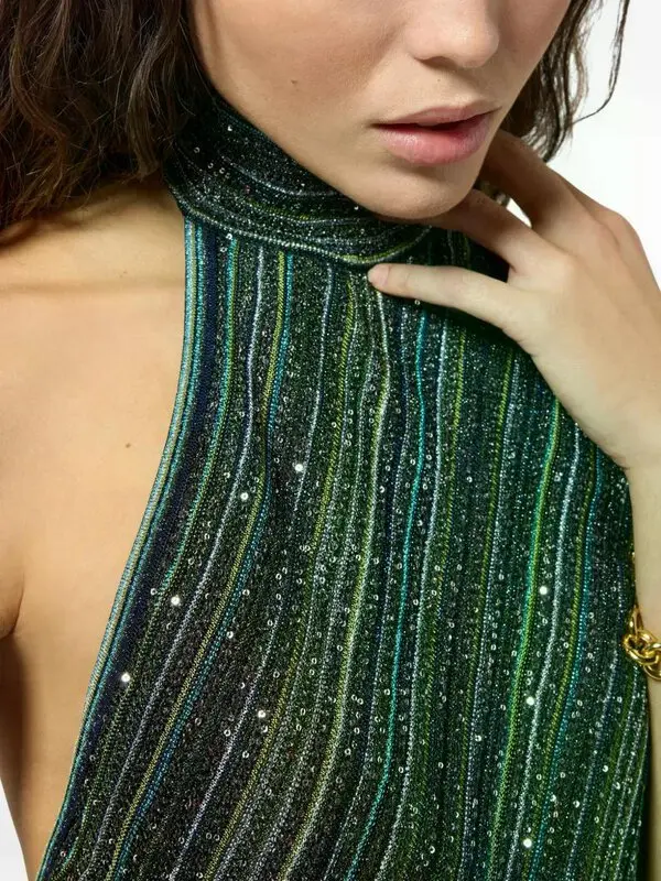 Missoni Sequin Embellished Halterneck Mini Dress With Open Back