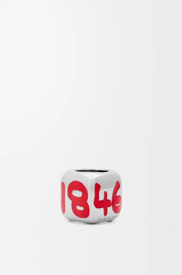 Loewe 1846 Dice Charm In Brass - Silver/red