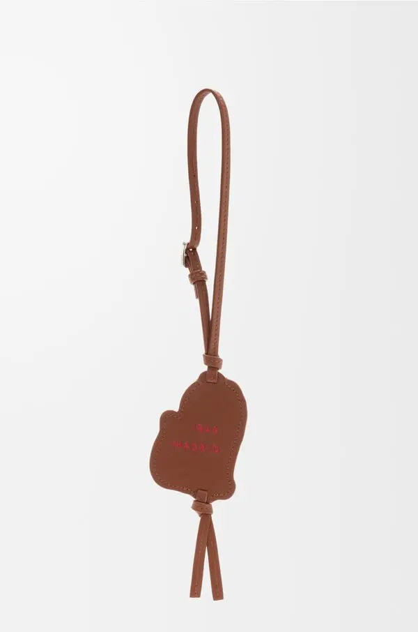 Loewe Lion Tag Charm - Pecan/red