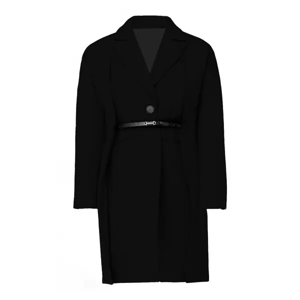 CHUKS COLLINS Single-breasted Trench Coat With Belted Waist - Black