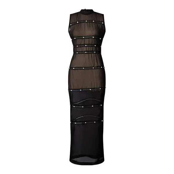 CHUKS COLLINS Ife Sleeveless Sheer Maxi Dress - Black