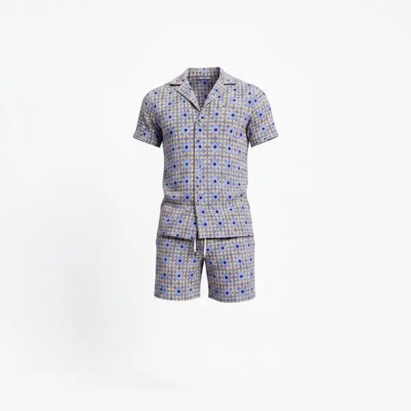 Chuks Collins Diffusion Collection Geometric Print Short Sleeve Shirt And Shorts Set