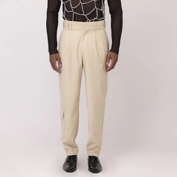 CHUKS COLLINS Flap Pocket Cargo Pants - Beige