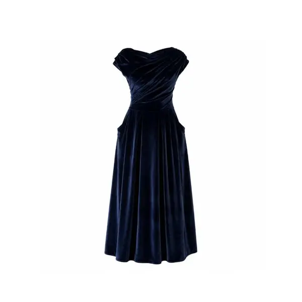 GIRL IN MIND Betty Asymmetric Neckline Skater Midi Dress - Blue