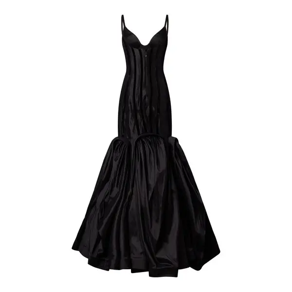 CHUKS COLLINS Blessing Silk & Velvet Corset Gown - Black