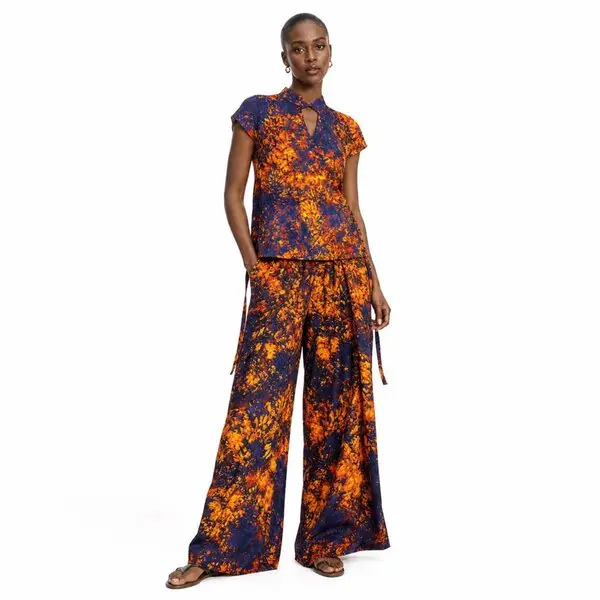 CHUKS COLLINS Ajah Collection Wide-leg Printed Trousers - Orange