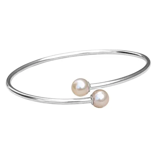 KIRI & BELLE Hope Round Pearl Bypass Sterling Bangle - Silver